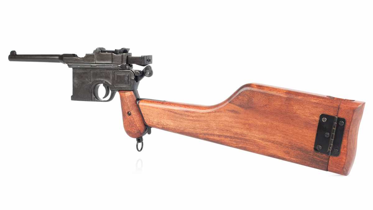 Deko Mauser C96 mit Anschlagschaft | Waffen-Schaulade